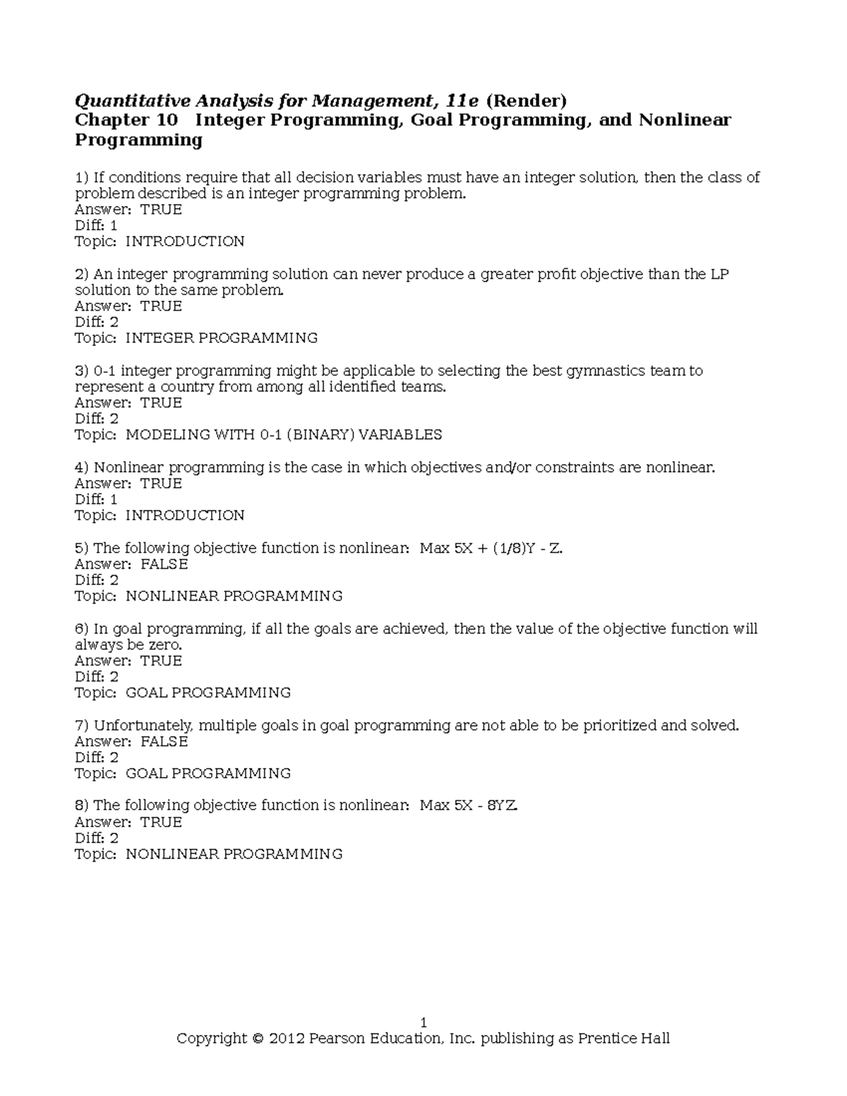 Chapter 10 Integer Programming Goal Programming And Nonlinear
