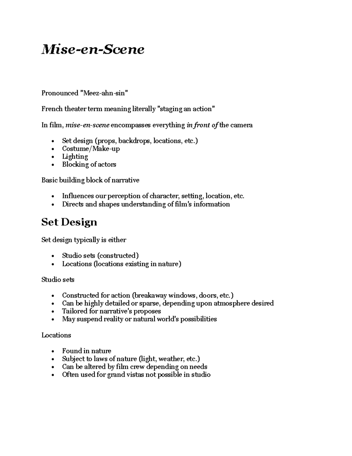 Mise en scene - Mise-en-Scene Pronounced "Meez-ahn-sin" French theater ...