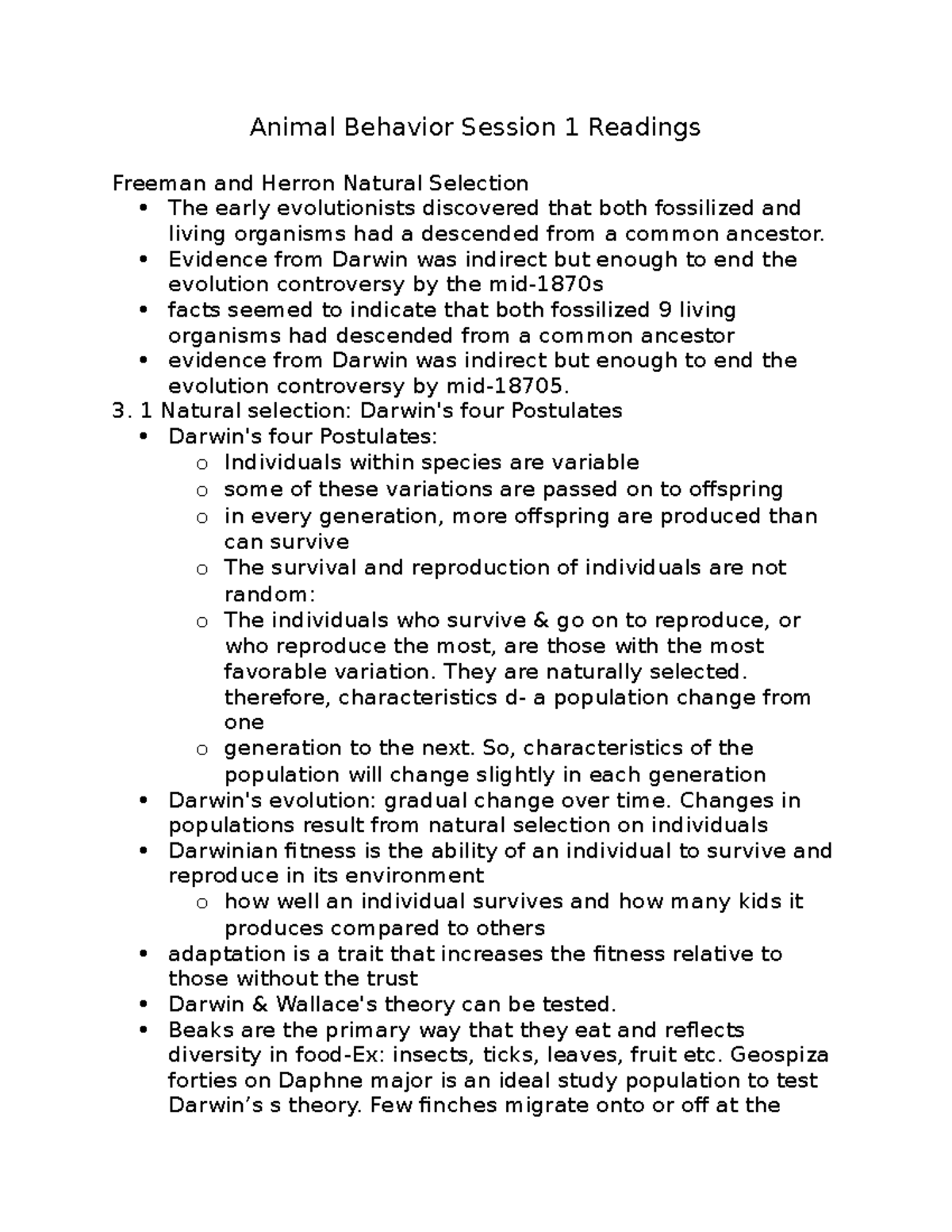 Animal Behavior Session 1 Readings - Animal Behavior Session 1 Readings ...
