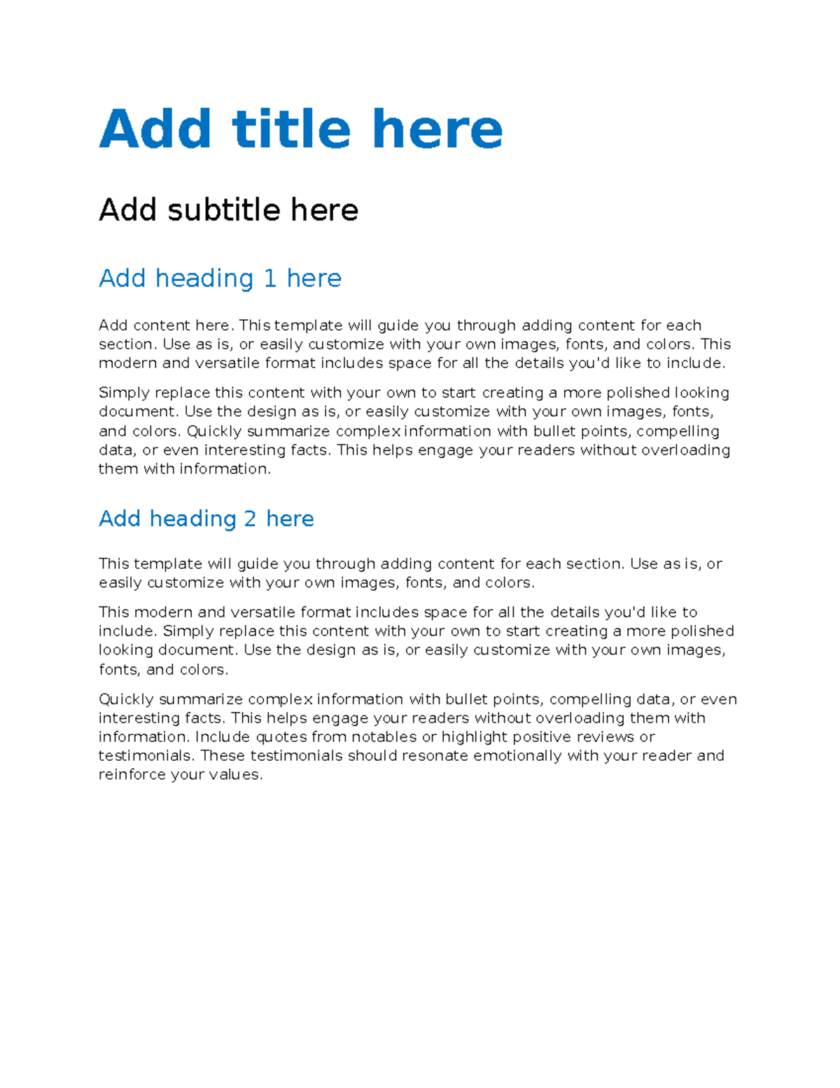 Document 2 - Add title here Add subtitle here Add heading 1 here Add ...