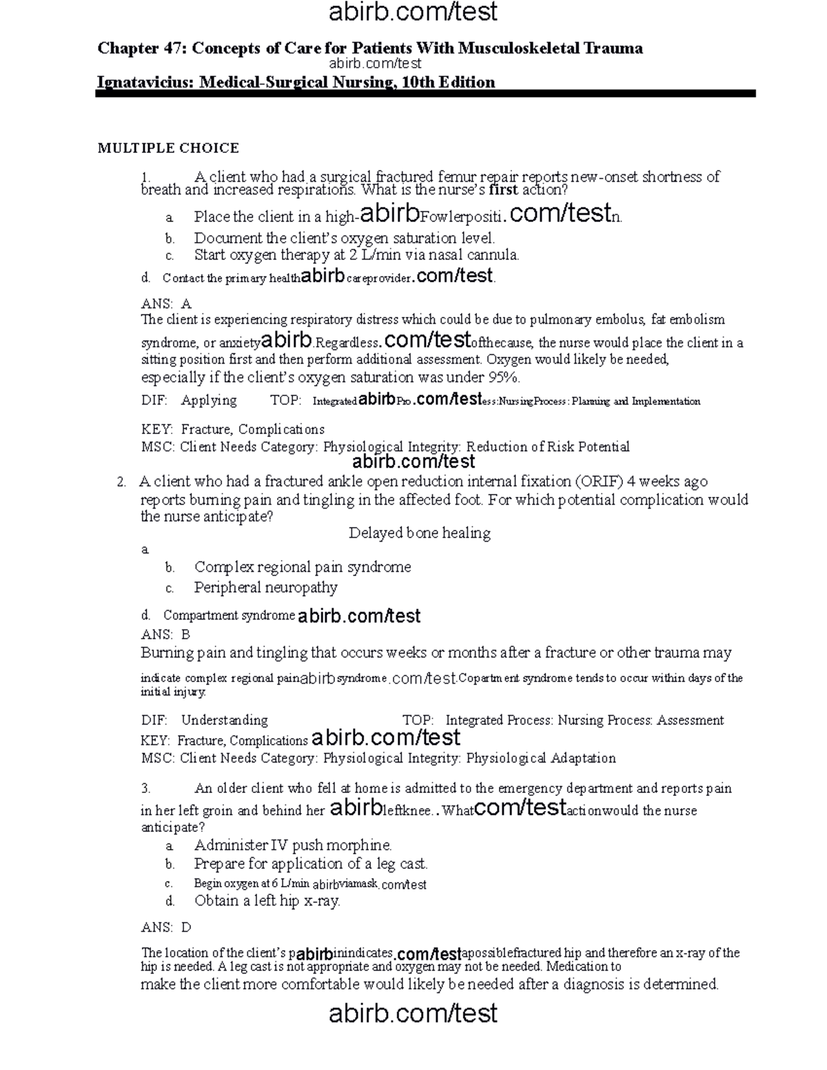 9e Textbook Name and Chapter 47 - Chapter 47: Concepts of Care for ...