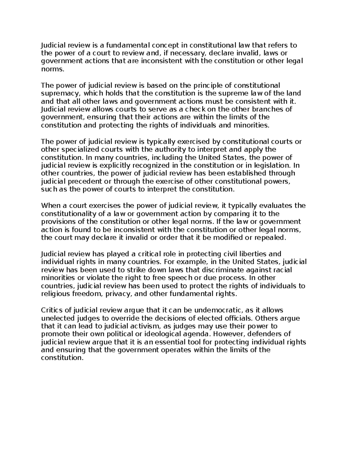 Judicial Review Examples