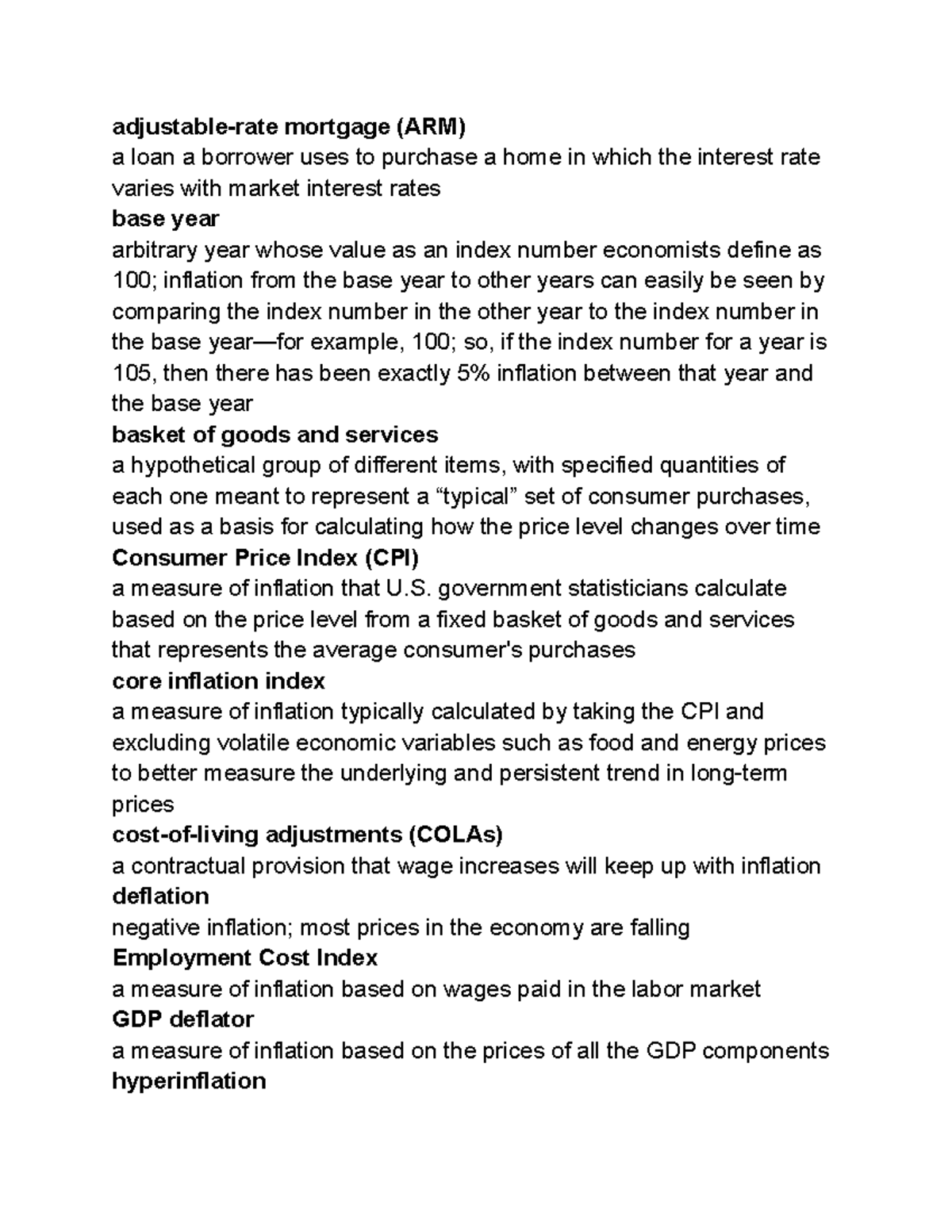 ECO101 Chpt 9 - Key Terms - adjustable-rate mortgage (ARM) a loan a ...