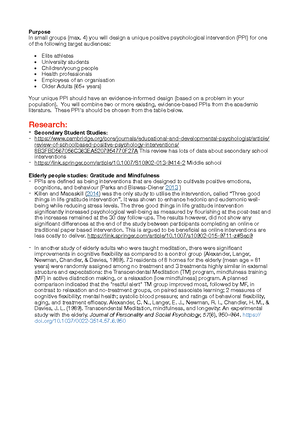 Positive Psychology PPI Experiment Plan - PPI Mini-Experiment and ...