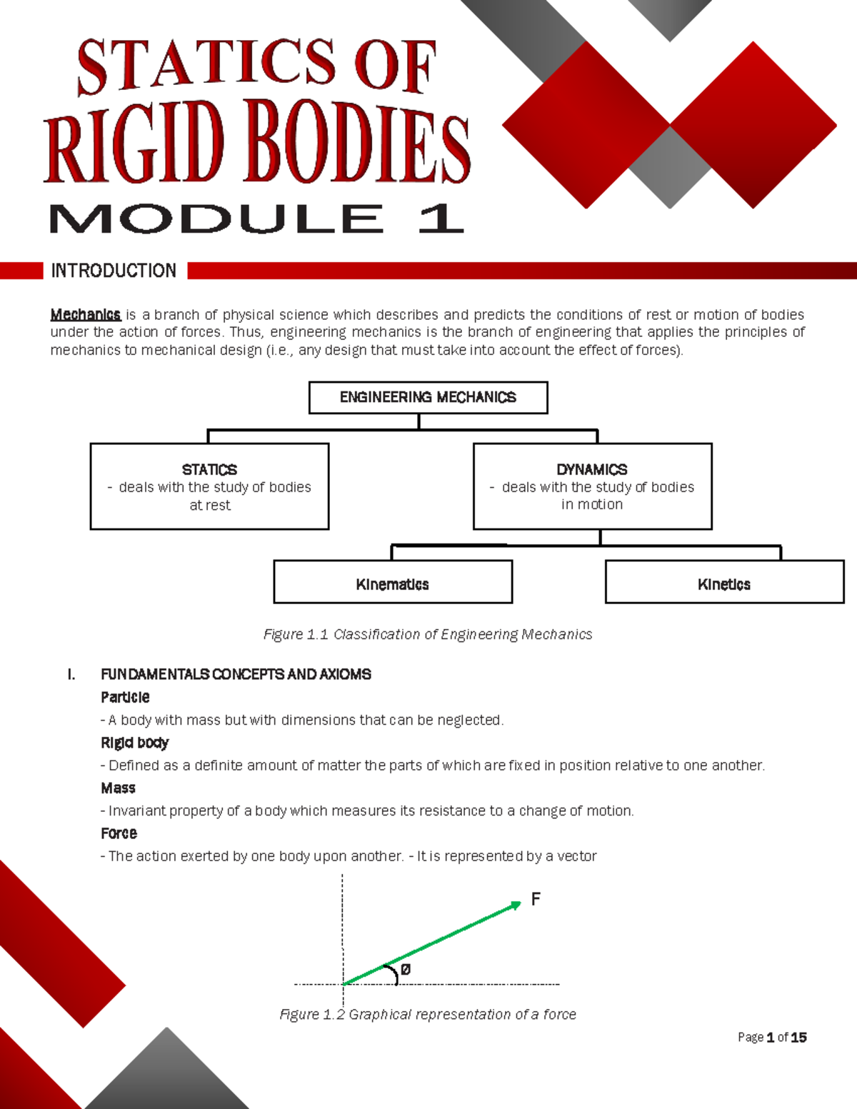 Module-1-Statics - Introduction to Statics of Rigid Bodies ...