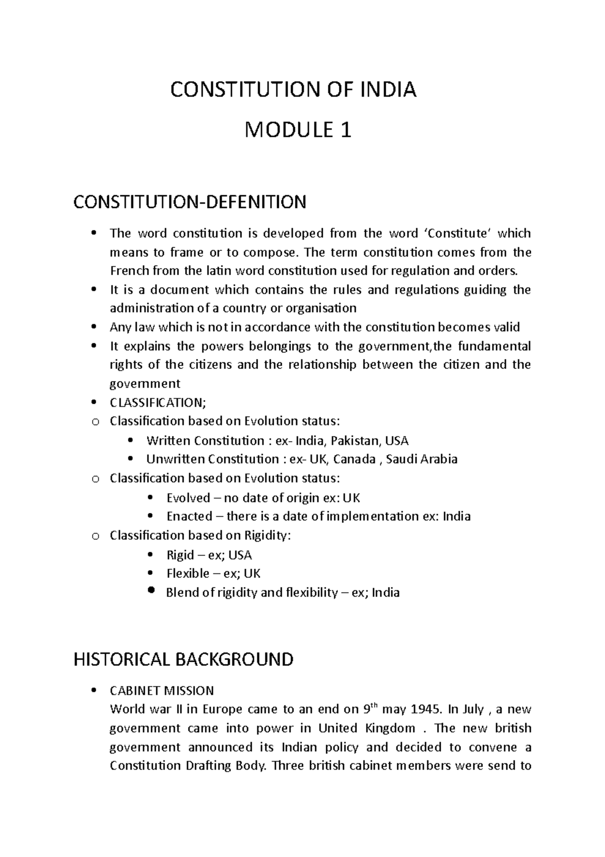 Constitution OF India mcn module 1 part 1 - CONSTITUTION OF INDIA ...