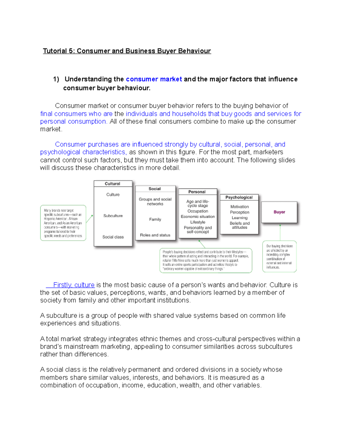 Tutorial 5 - Tutorial 5: Consumer and Business Buyer Behaviour 1 ...