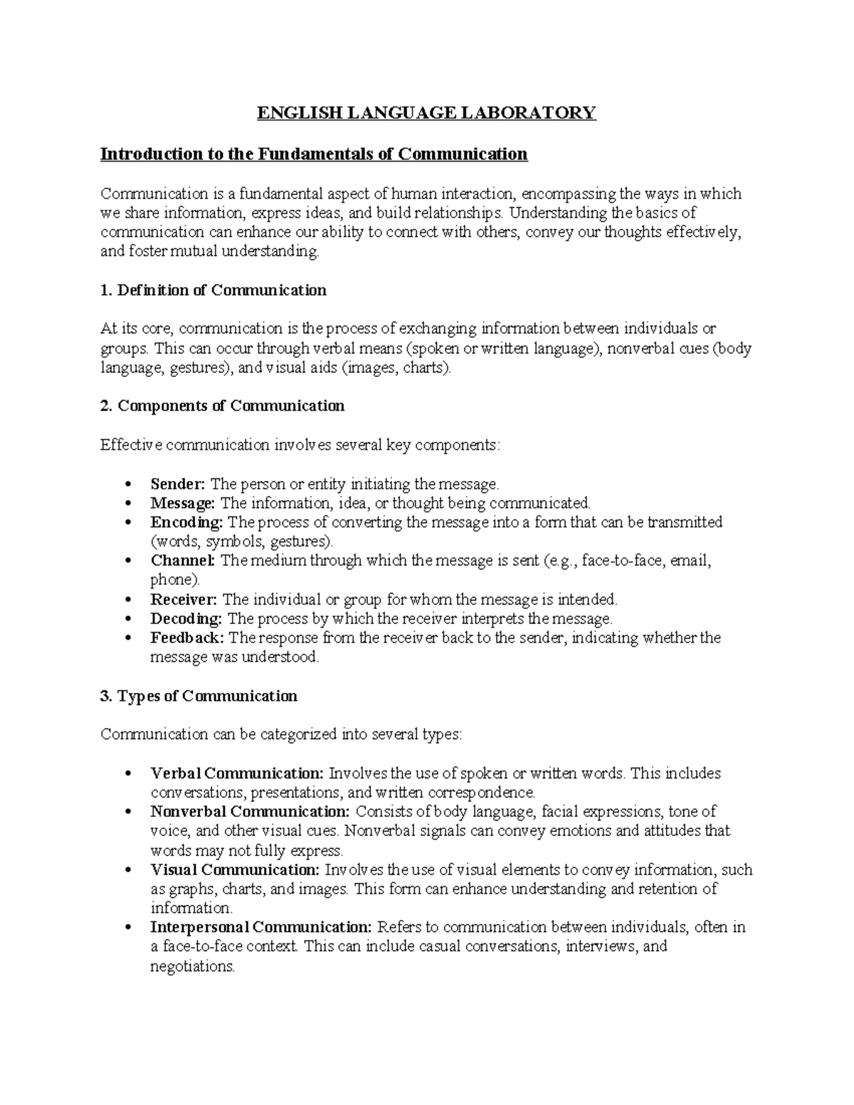 English Language Laboratory - ENGLISH LANGUAGE LABORATORY Introduction ...