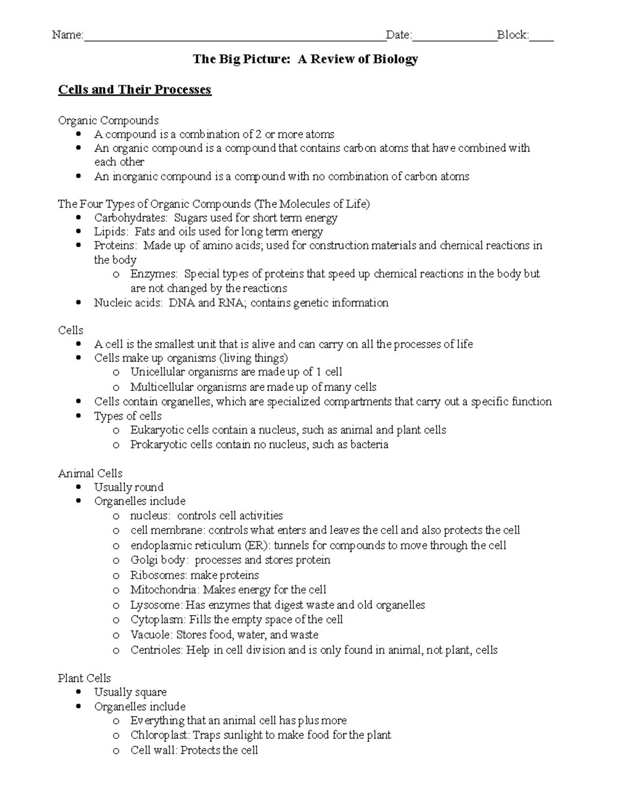 Big Picture 2-1MCAS Biology Review - The Big Picture: A Review of ...