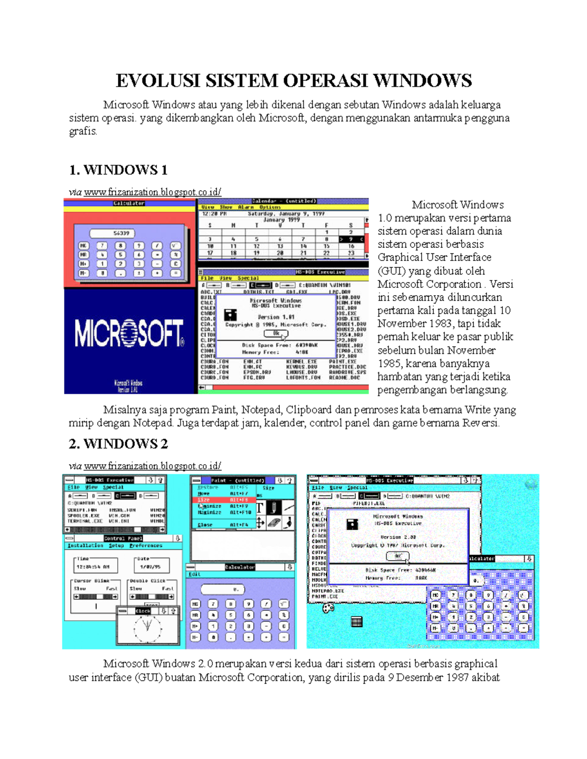 Evolusi windows - EVOLUSI SISTEM OPERASI WINDOWS Microsoft Windows atau ...