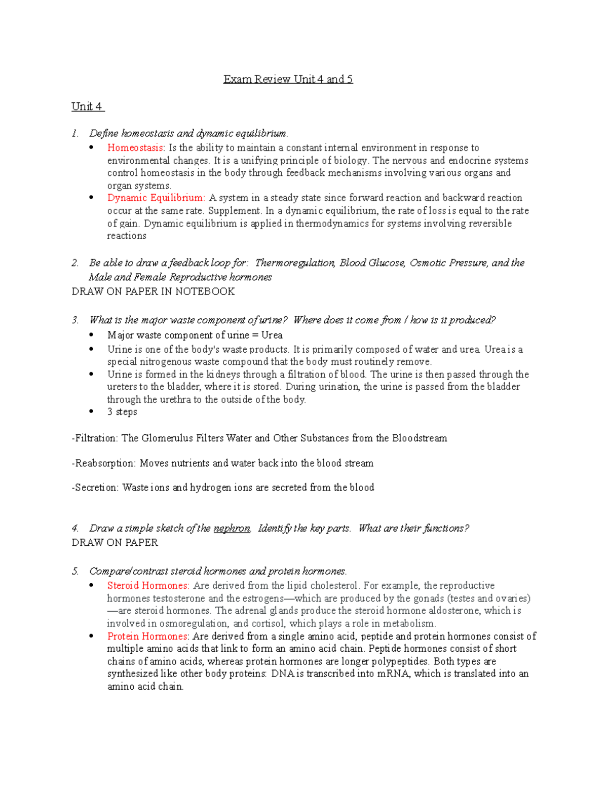 Exam Review Unit 4 and 5 - Exam Review Unit 4 and 5 Unit 4 1. Define ...