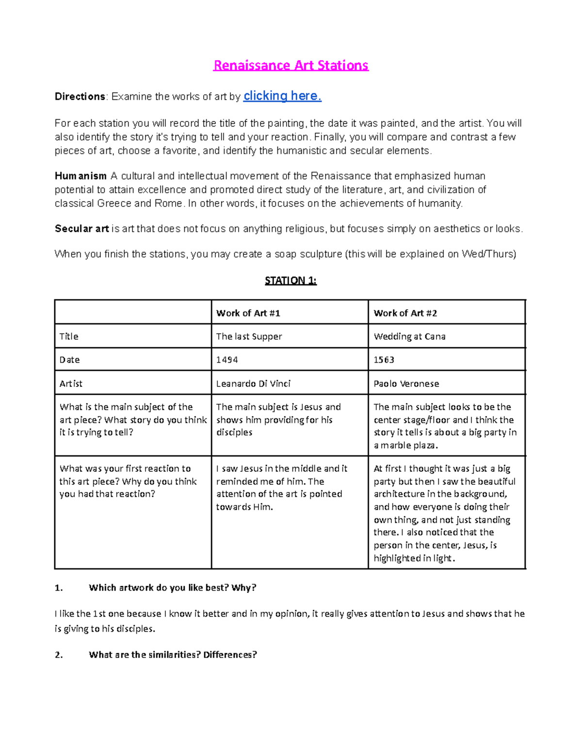 Copy of April 4-5 Renaissance Art Stations - Renaissance Art Stations ...