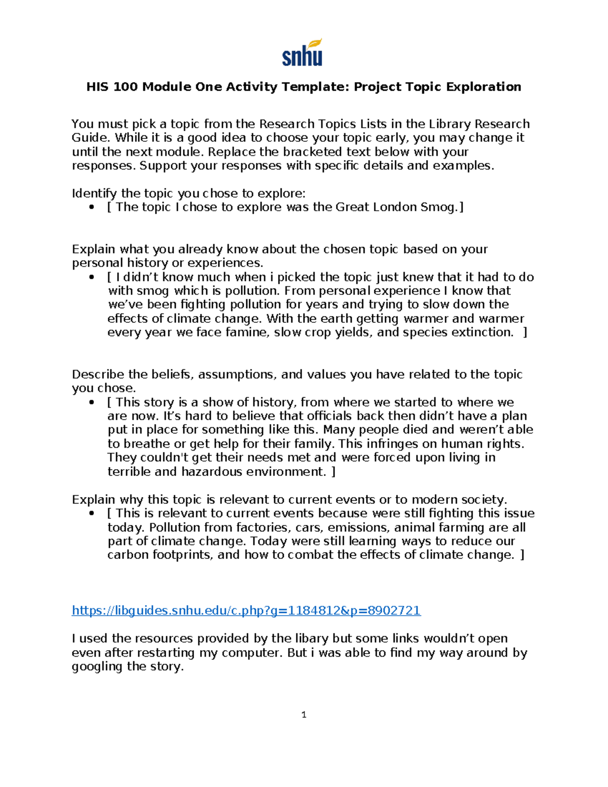 7-1 HIS 100 Module One Activity Template - While it is a good idea to ...