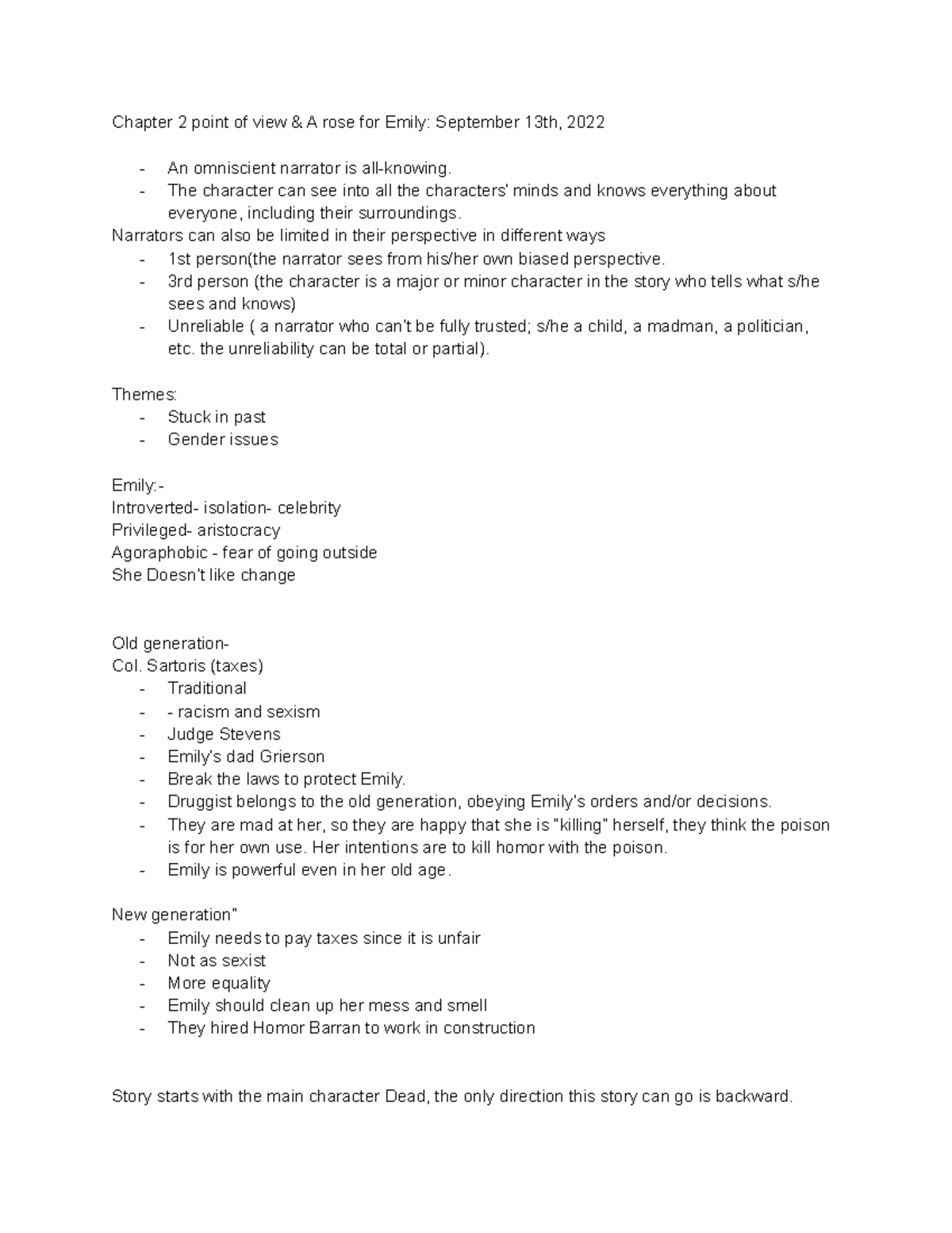 Lit september 13th - In these lecture notes, we analyze "A Rose For ...