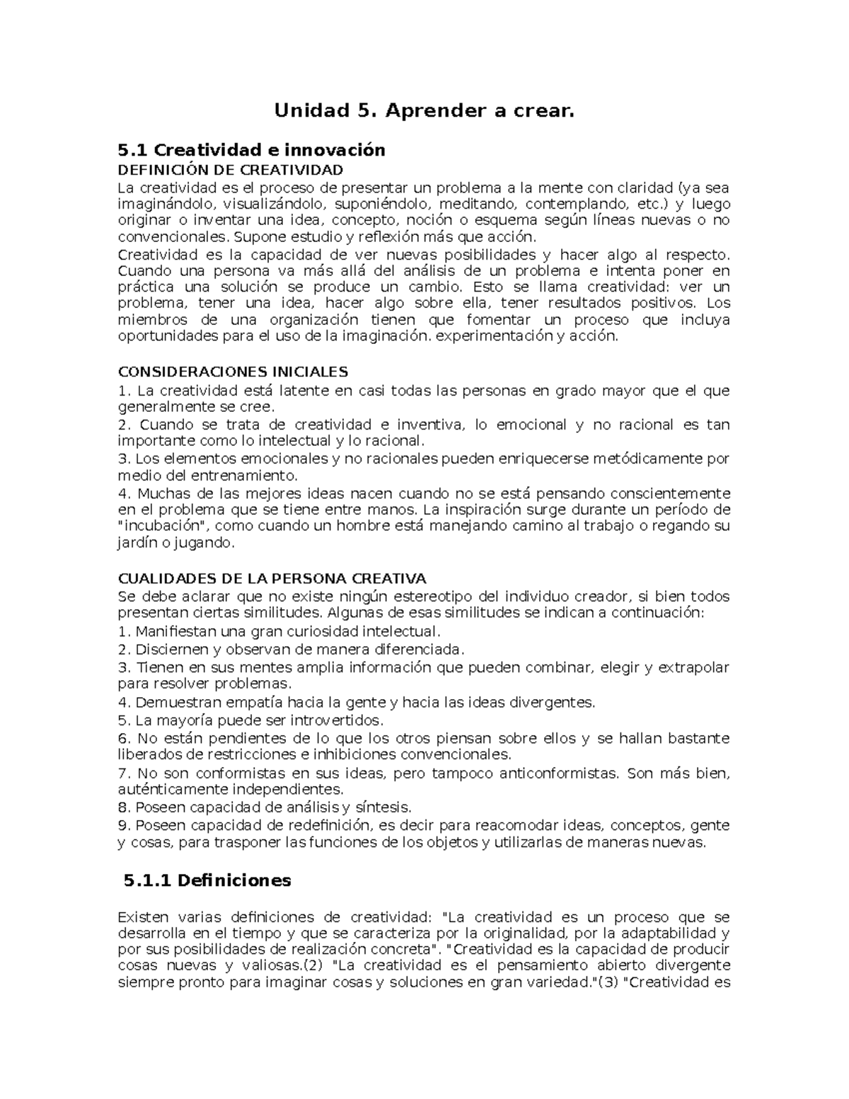 Unidad 5 Aprender A Crear - Unidad 5. Aprender a crear. 5 Creatividad e ...