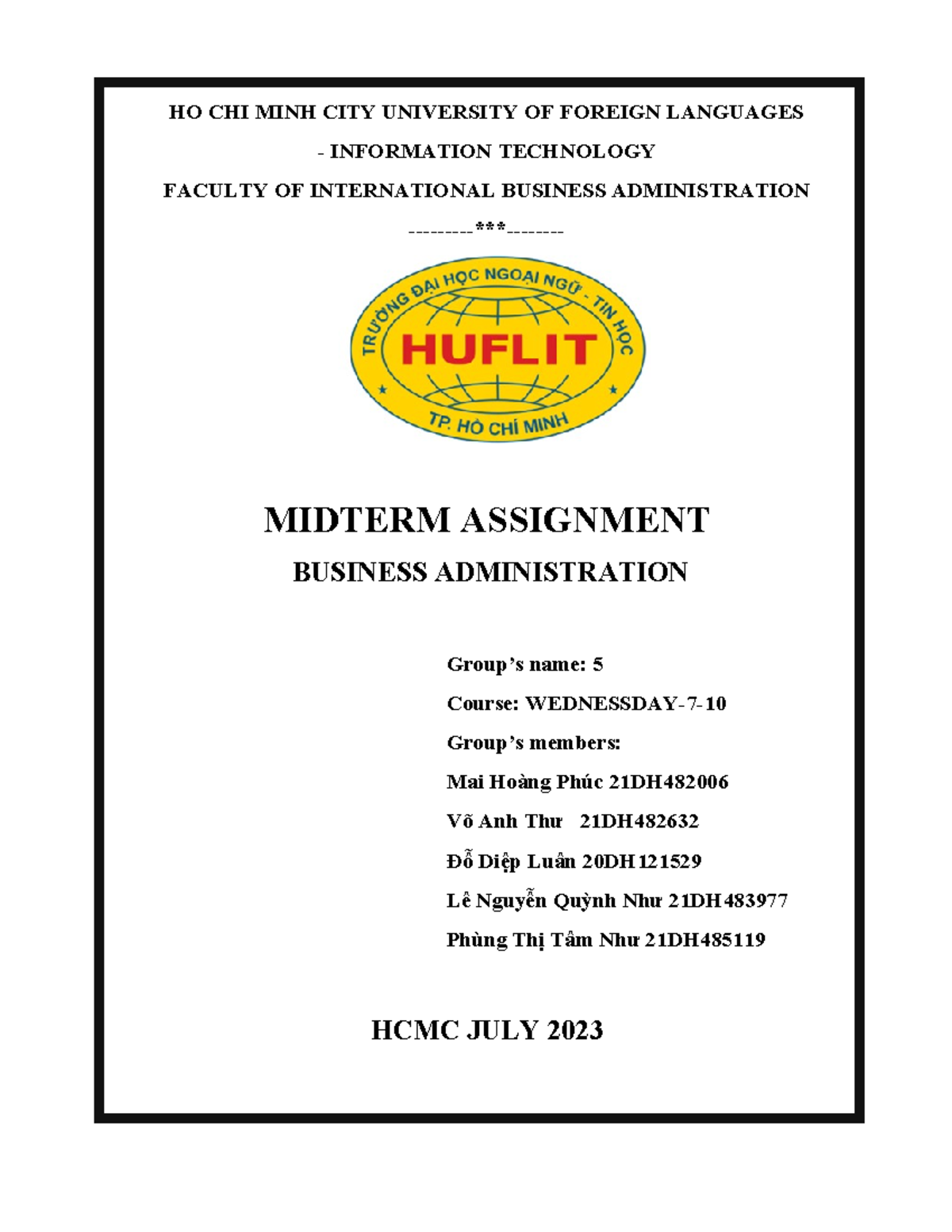 [03-2023] [ Oragnizational Behavior] [ Group 5] - HO CHI MINH CITY ...