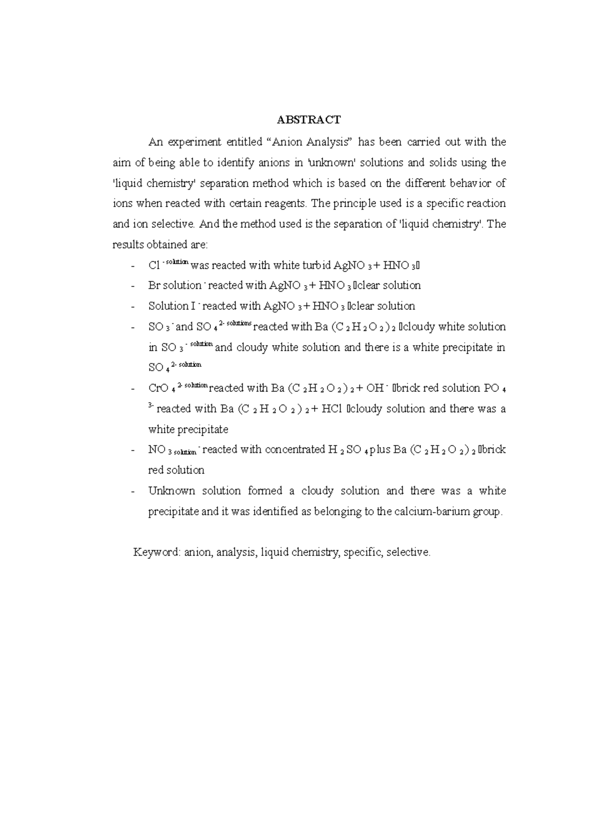 Ion Phospate - ABSTRACT An experiment entitled “Anion Analysis” has ...