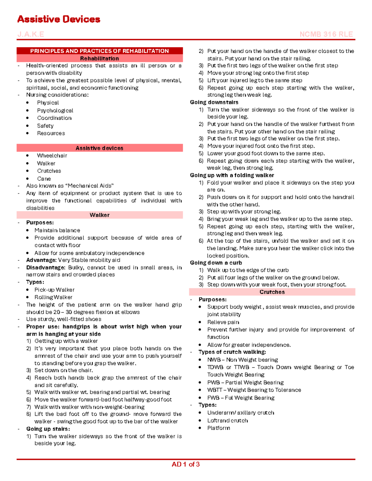 316 RLE - Assistive Devices - Assistive Devices J.A.K NCMB 316 RLE AD 1 ...
