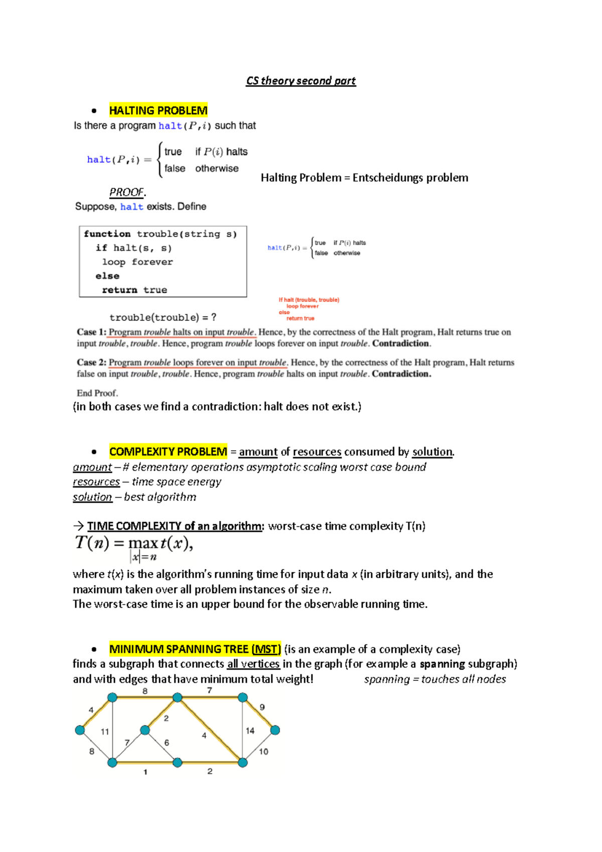 CS theory 2nd part - 2nd partial - CS theory second part HALTING PROBLEM Halting Problem = - Studocu