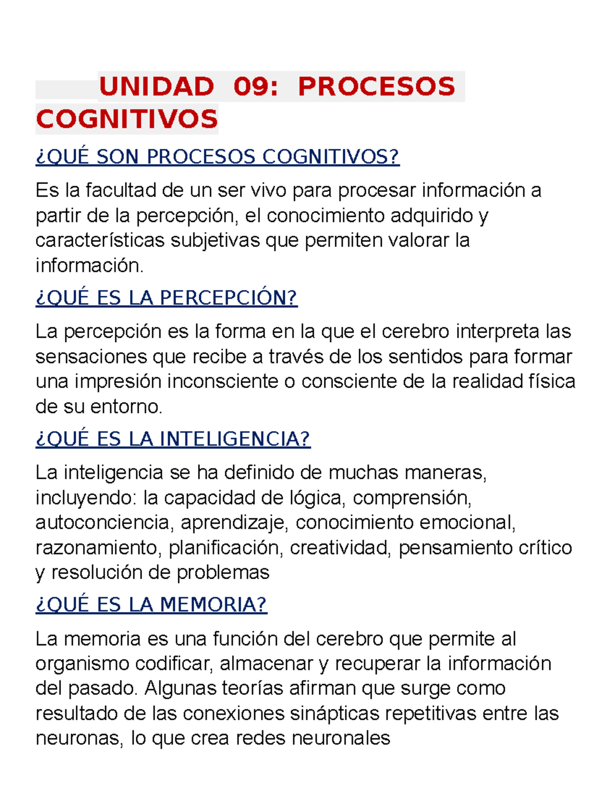 Procesos Cognitivos