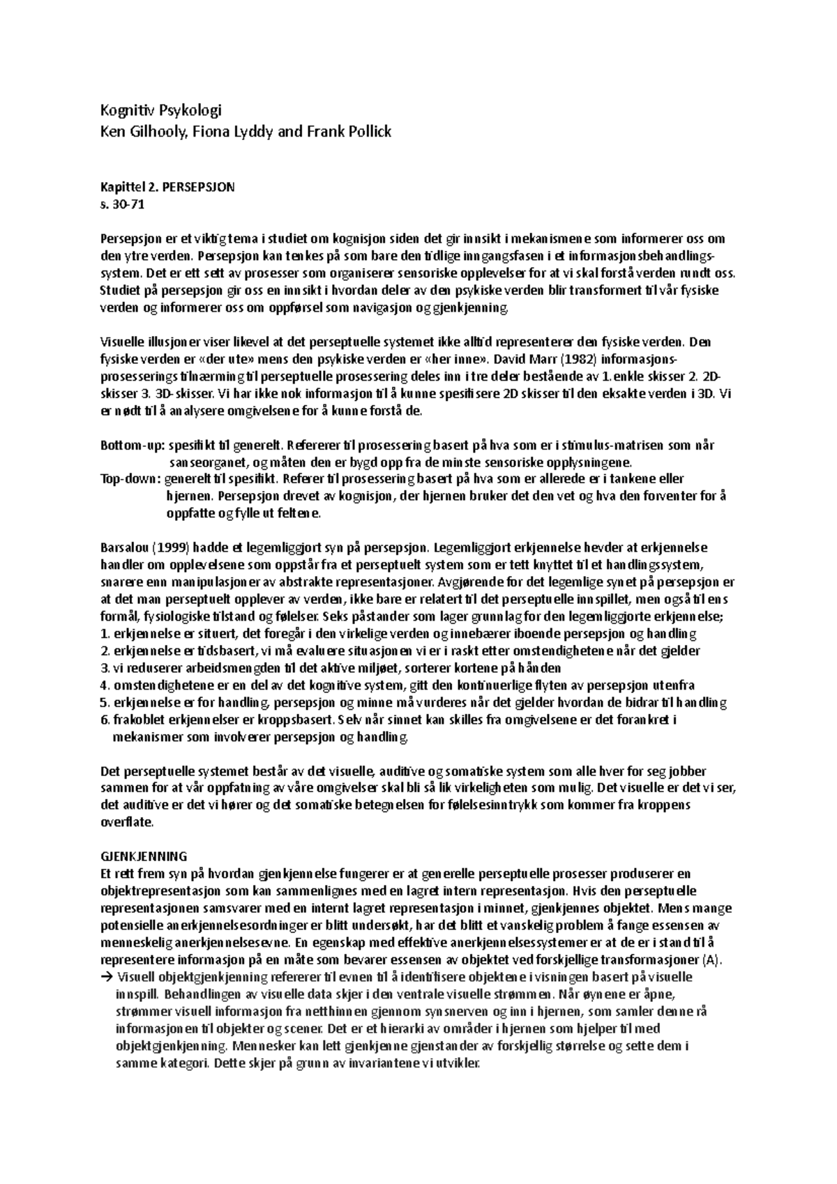 Kognitiv Psykologi - Kognitiv Psykologi Ken Gilhooly, Fiona Lyddy and ...