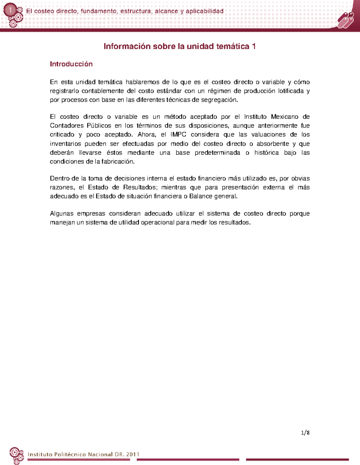 Introduccion ut1 - Repaso - Información sobre la unidad temática 1 Introducción En esta unidad ...