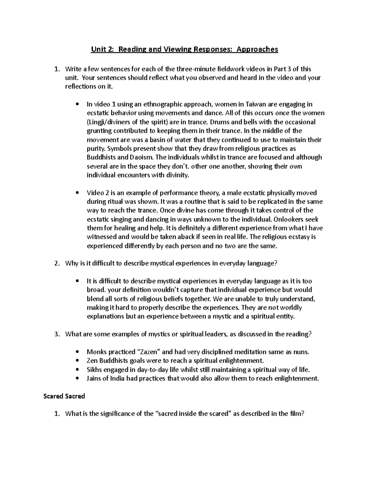 Unit 2 - unit 2 assignment - Unit 2: Reading and Viewing Responses ...