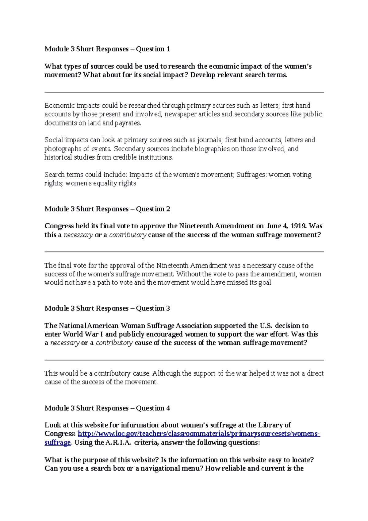 Module 3 short answers - Module 3 Short Responses – Question 1 What ...