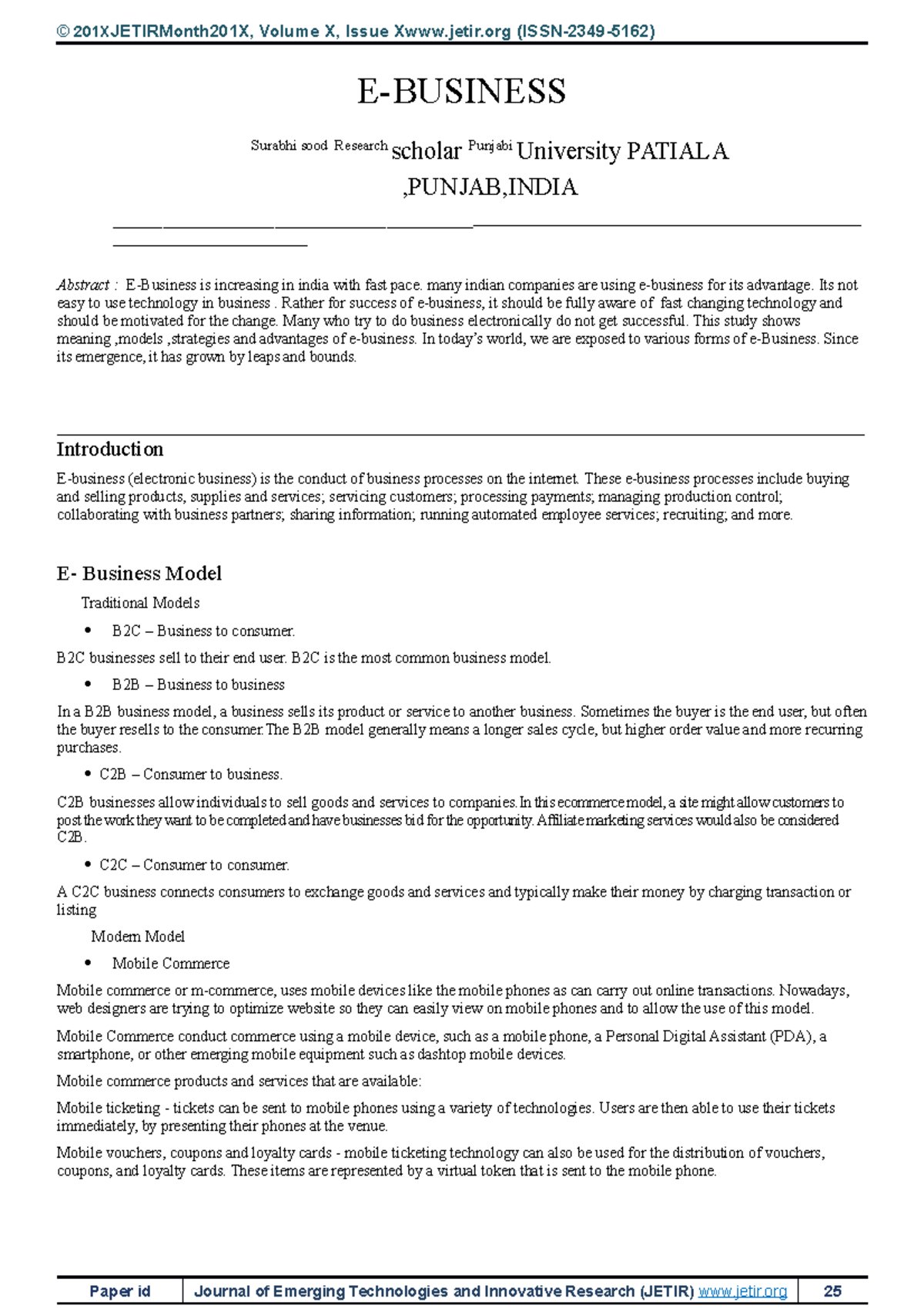 Jetirpaper Format - © 201XJETIRMonth201X, Volume X, Issue jetir (ISSN ...