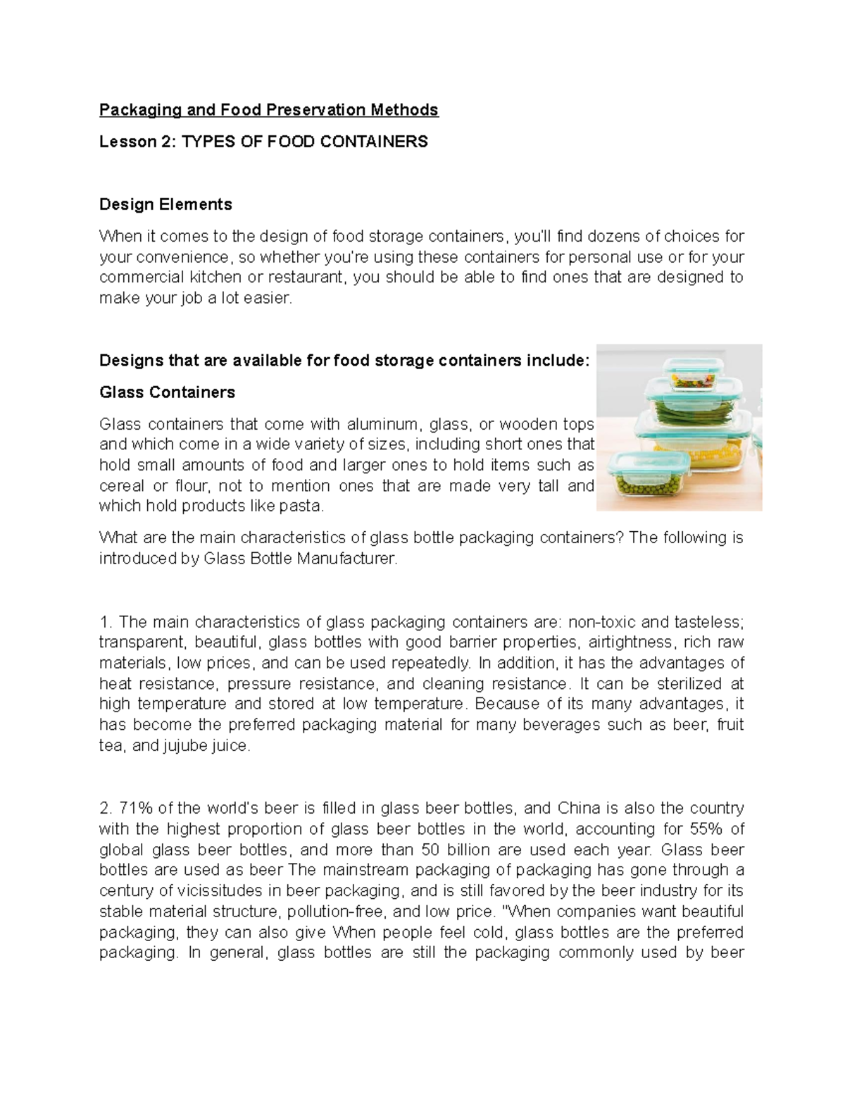 Unit 2-lesson 2 - Lesson - Packaging and Food Preservation Methods ...