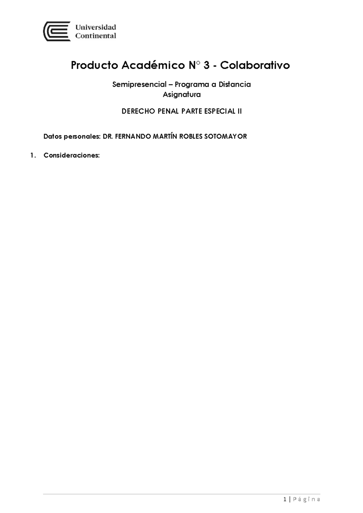 PA3 Tarea colaborativa 2023 10 - Derecho Penal Parte Especial II - Producto Académico N° 3 ...