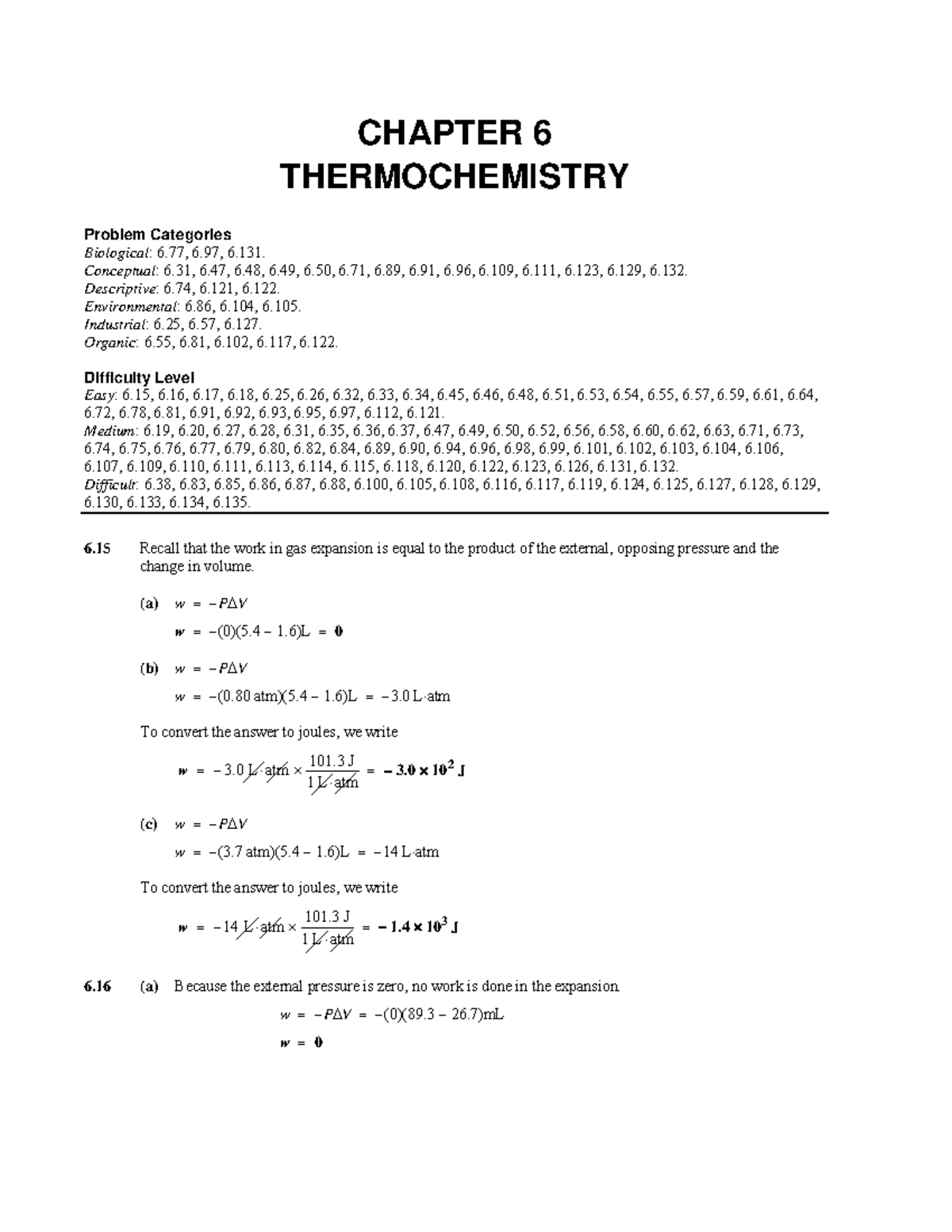 Chapter 6 - Raymond chang solutions - CHAPTER 6 THERMOCHEMISTRY Problem ...