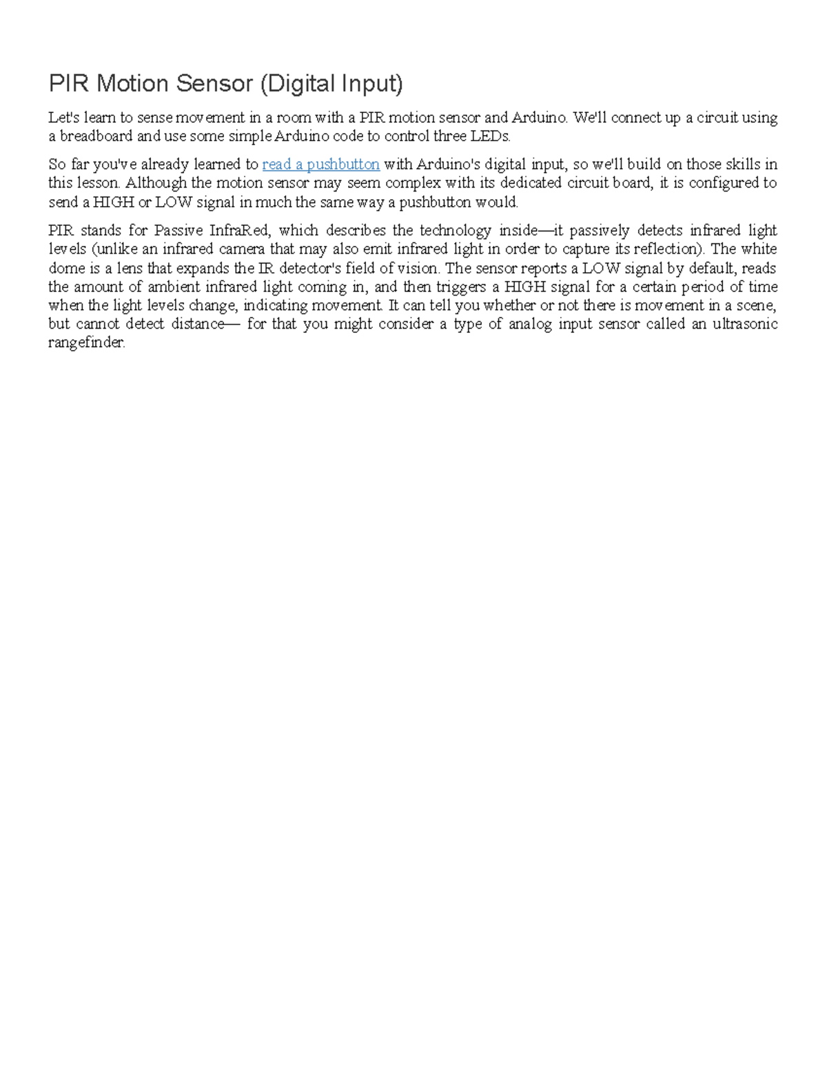 PIR Motion Sensor - Lecture notes 1,2 - PIR Motion Sensor (Digital ...