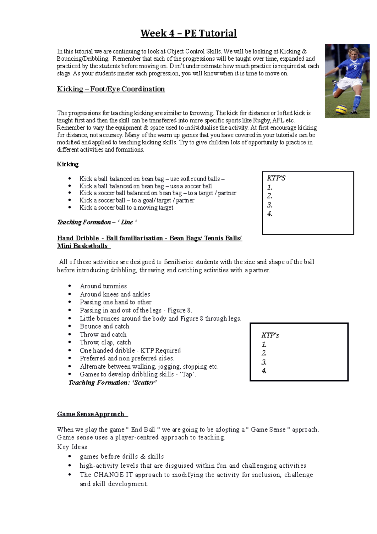 Tut 4 Physical Education Notes - Week 4 – PE Tutorial In this tutorial ...