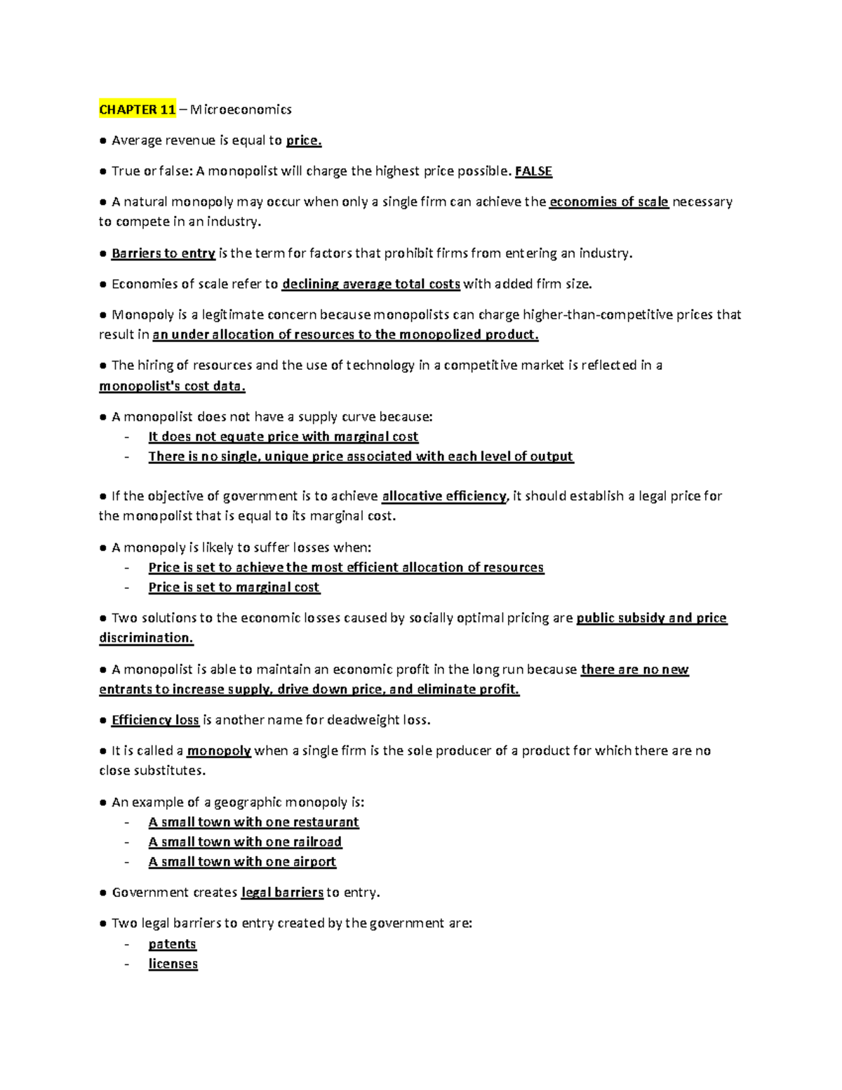 Chapter-11 lecture notes for economics - CHAPTER 11 – Microeconomics ...