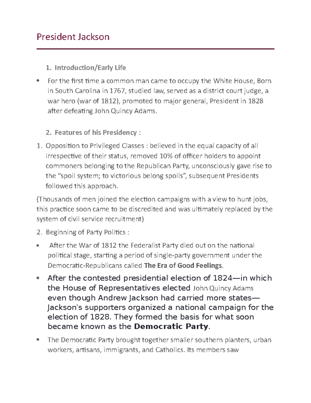 (6) President Jackson - President Jackson Introduction/Early Life For ...