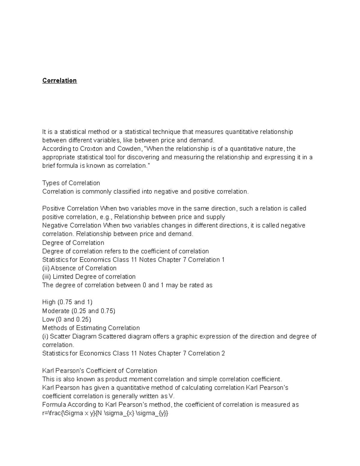 Correlation - Correlation It is a statistical method or a statistical ...