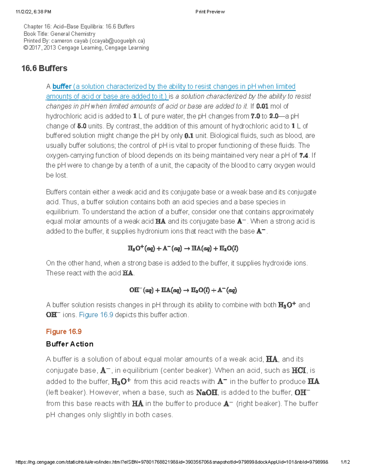 Cengage chem 16 - chem chapter 16 - Chapter 16: Acid–Base Equilibria ...