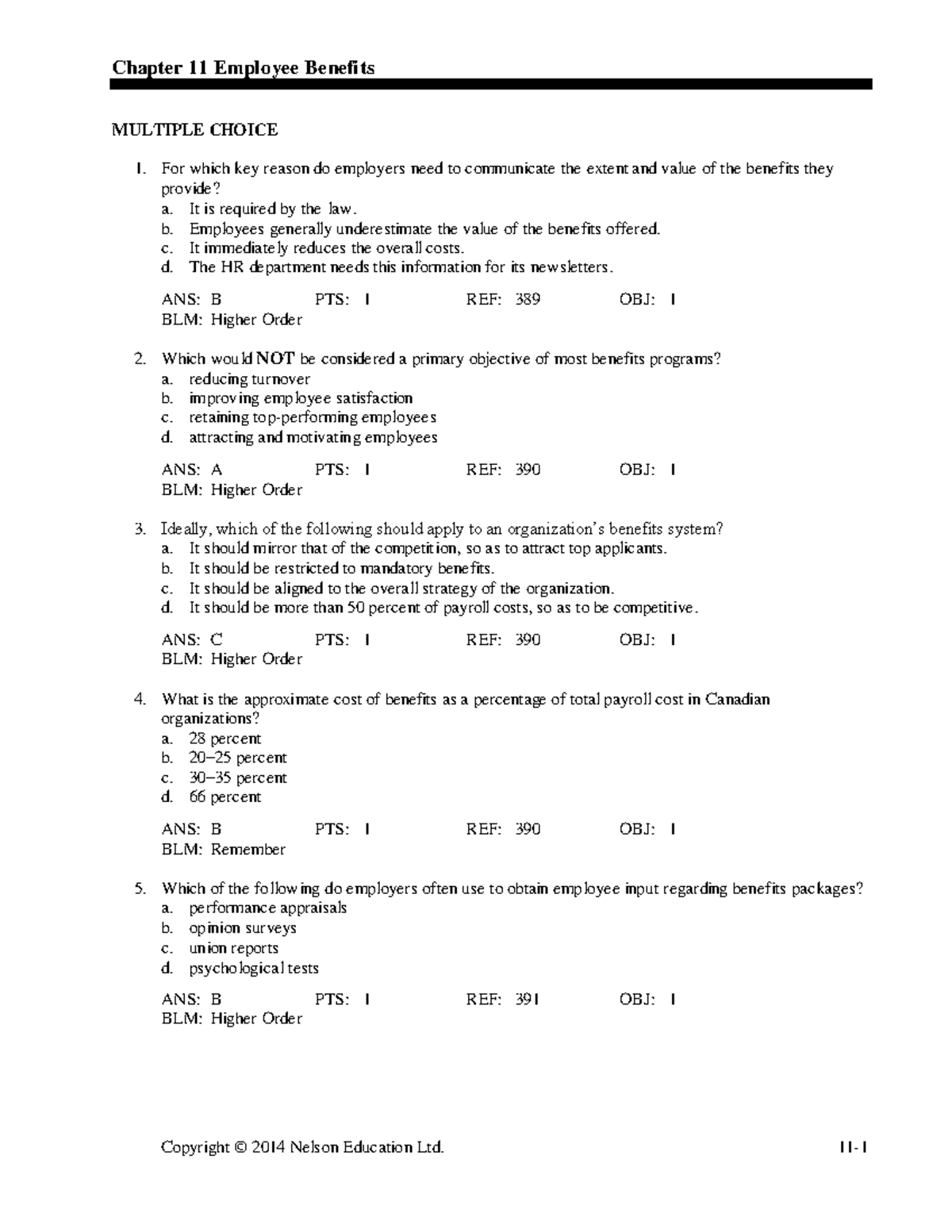 Ch11 TB Belcourt 7Ce - Practice Qs - MULTIPLE CHOICE For which key ...