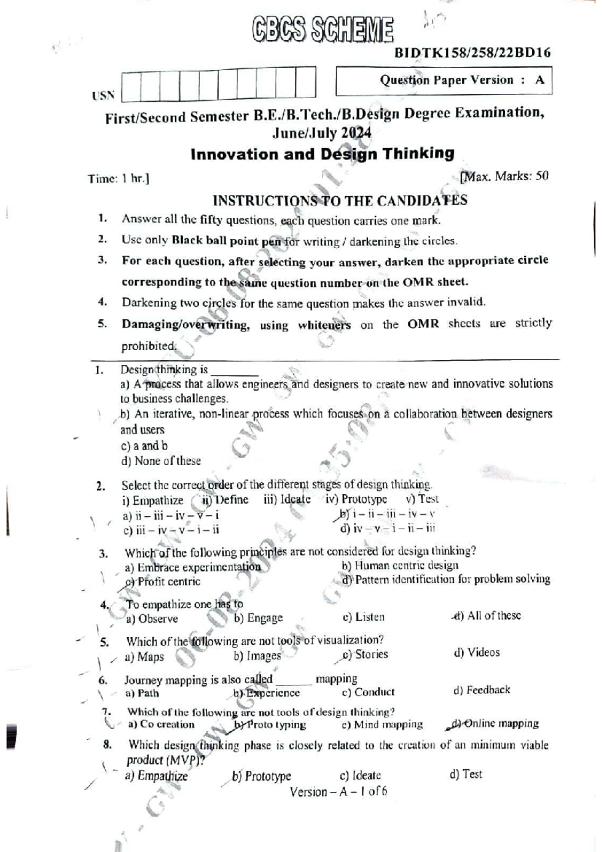 1 - good - CBCS SCHEME Question Paper Version : A USN Semester Degree Examination, 2024 ...