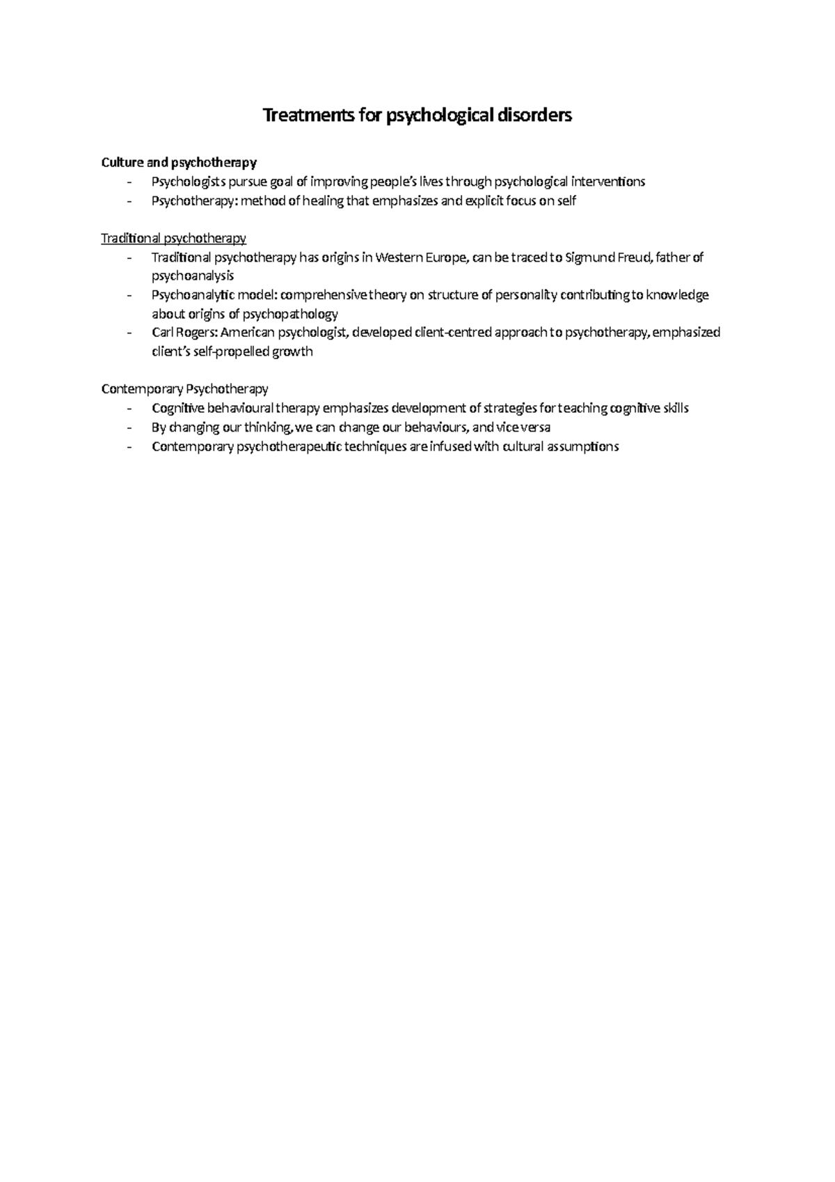 Lecture 11 - Treatments for psychological disorders Culture and ...