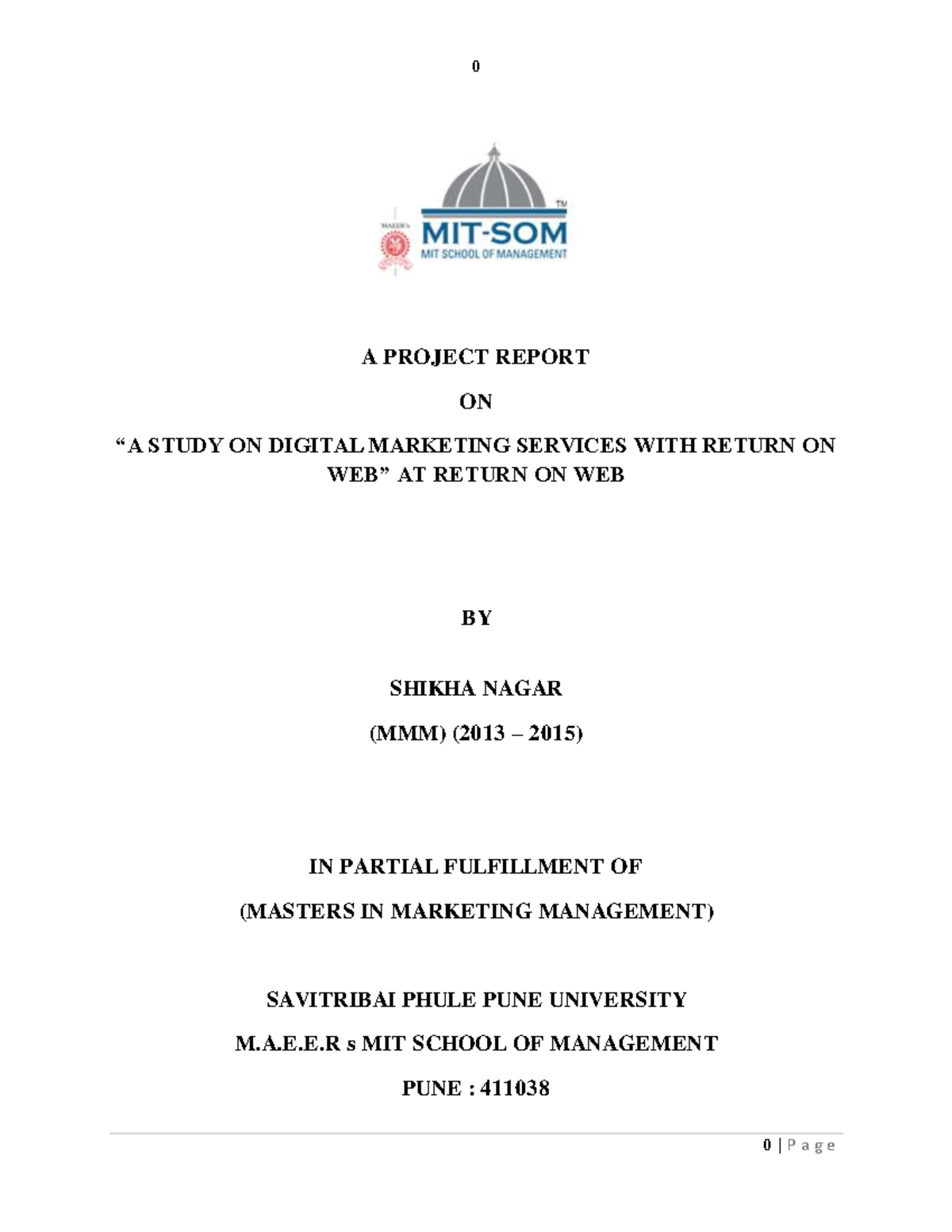 SIP - PDF format work done on internship - 0 A PROJECT REPORT ON