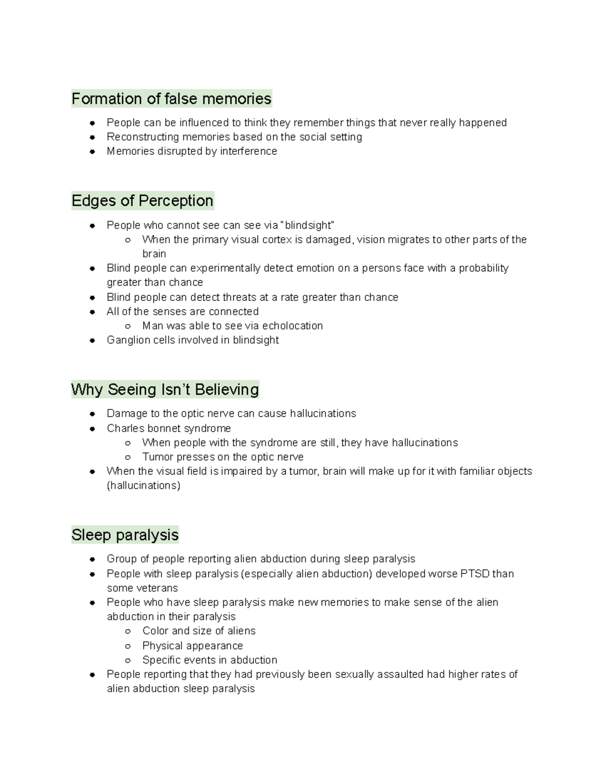 Psych Readings Exam 3 - Formation of false memories People can be ...