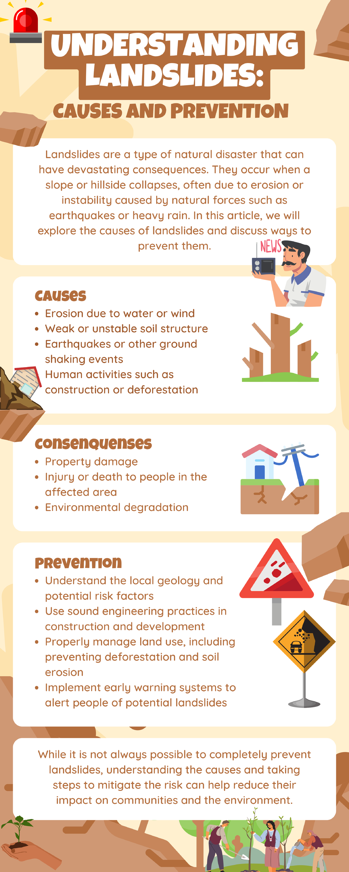 Brown Illustrative Understanding Landslides Causes and Prevention ...