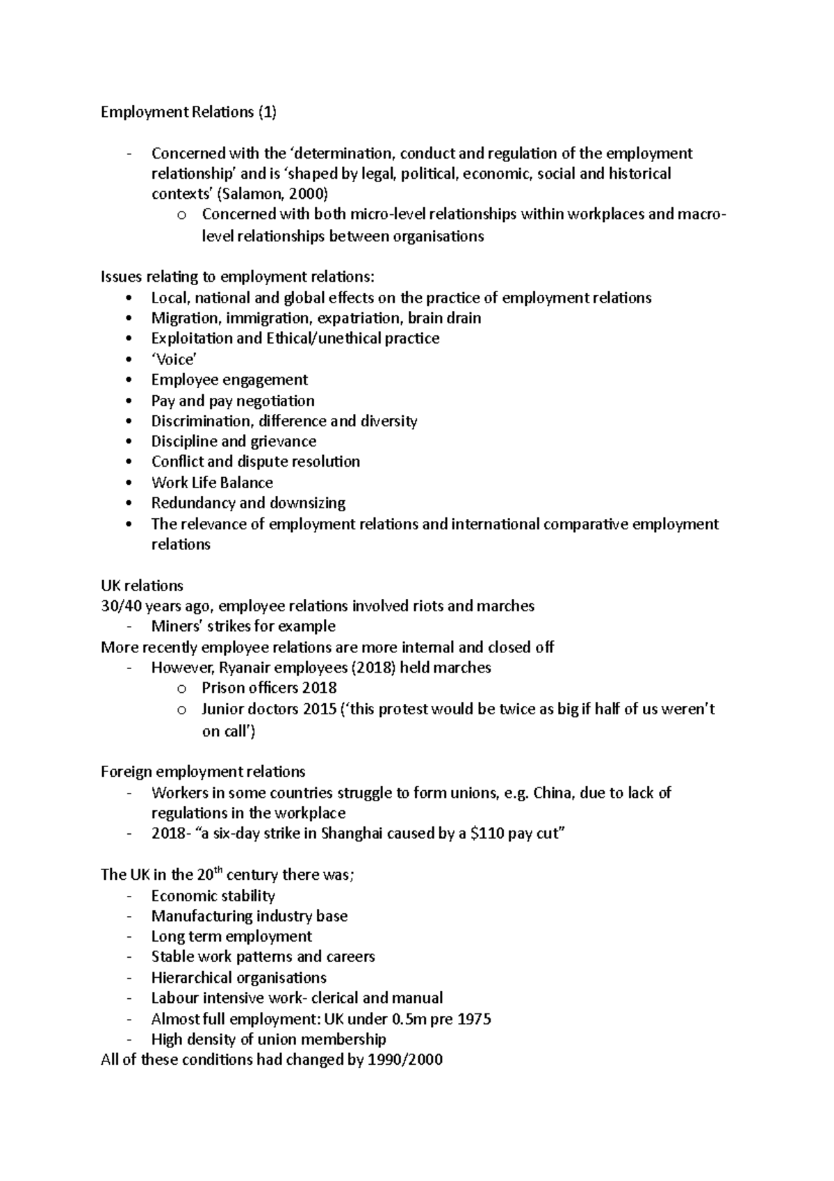 (5)Employment Relations 1 - Employment Relations (1) Concerned with the ...