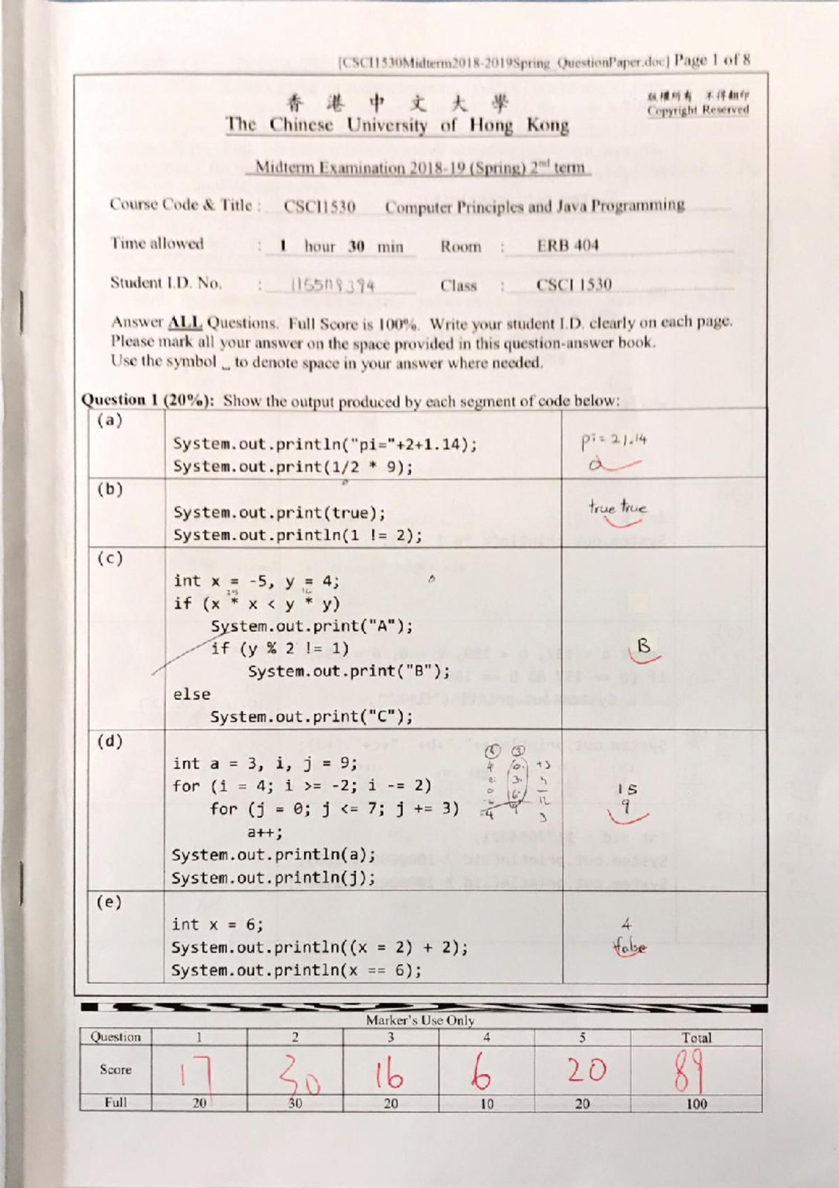 2018 - 2019 Semester 2 - Computer Principles and Java Programming - Studocu