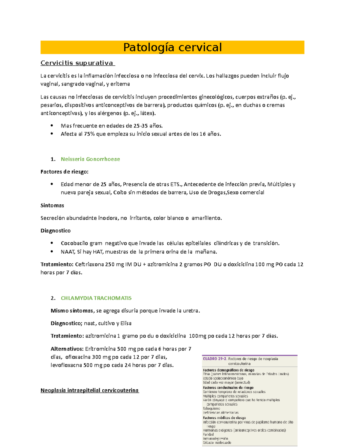 Patología cervical - Williams ginecología - Patología cervical Cervicitis supurativa La ...