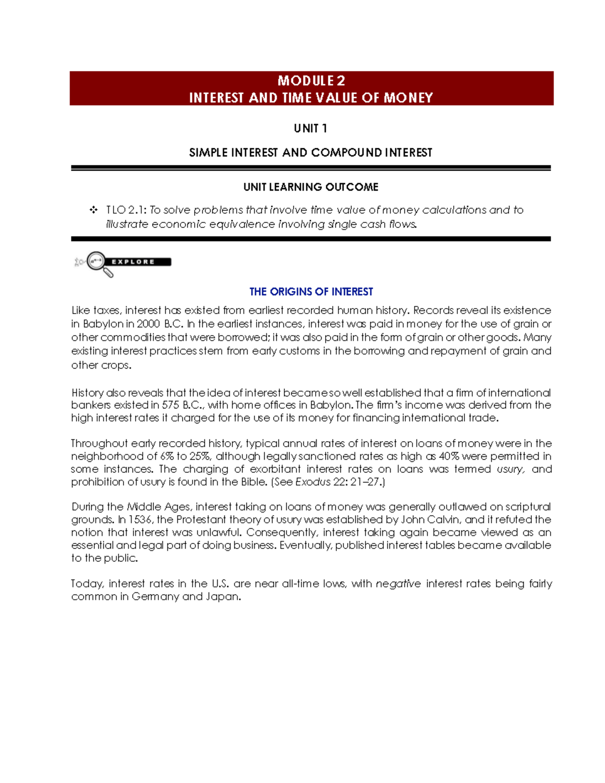 SEA GE 4181 - Compound Interest - MODULE 2 INTEREST AND TIME VALUE OF ...