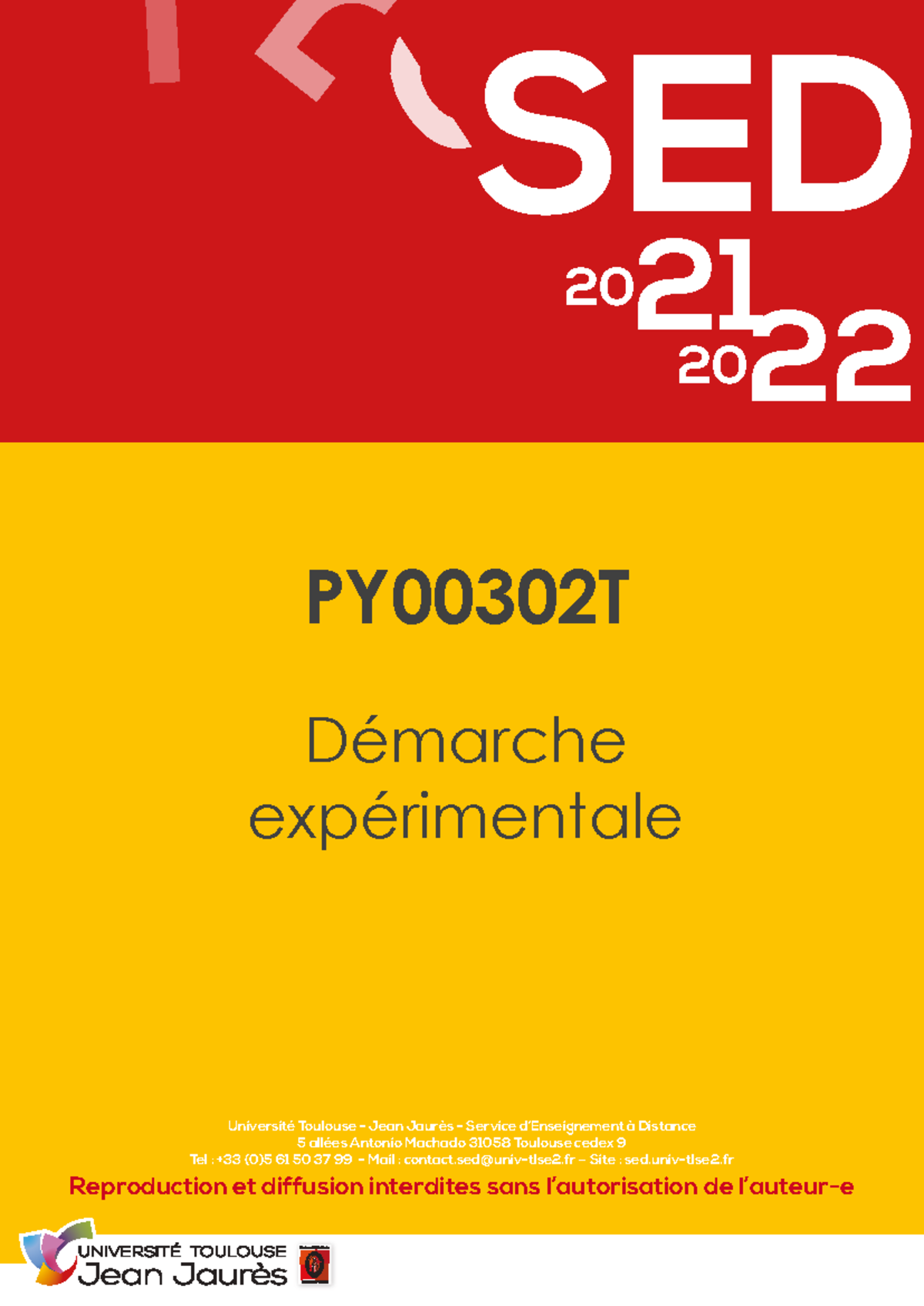 PY00302 T-Demarche Experimentale - Université Toulouse - Jean Jaurès ...