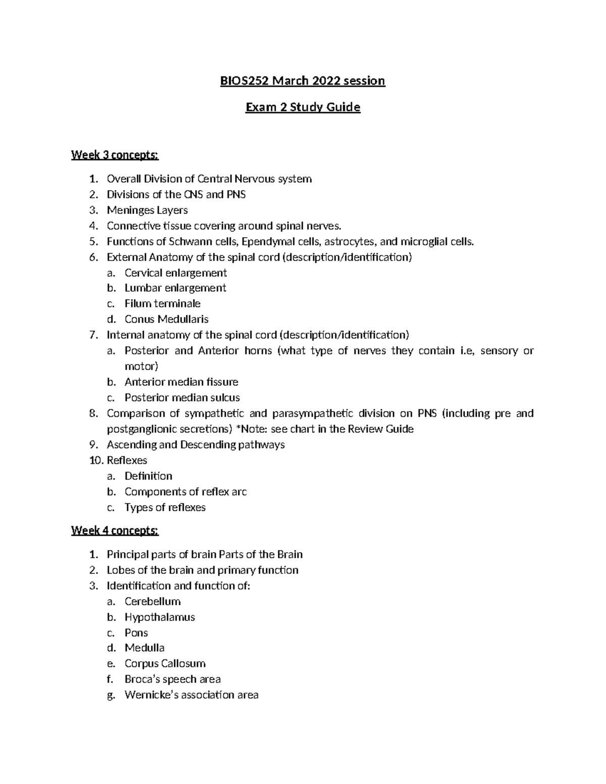 BIOS252 March 2022 session Study Guide-1 - BIOS252 March 2022 session ...